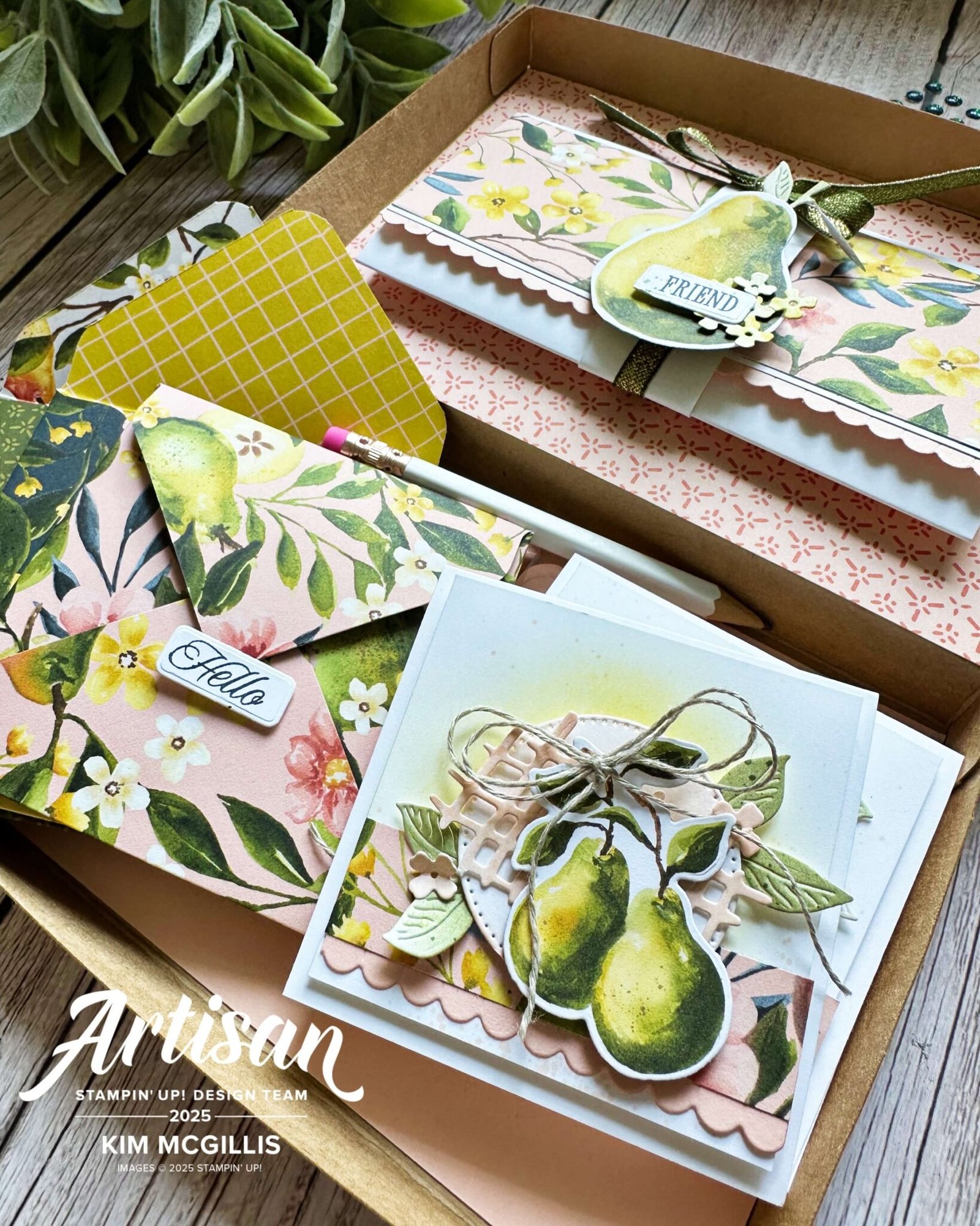 Painterly Pears Mini Card And DIY Envelope - Kim McGillis